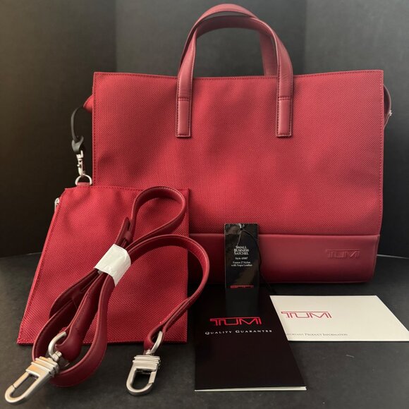 Tumi | Bags | Tumi Travel Crossbody Leather Ballistic Nylon Fire Red ...